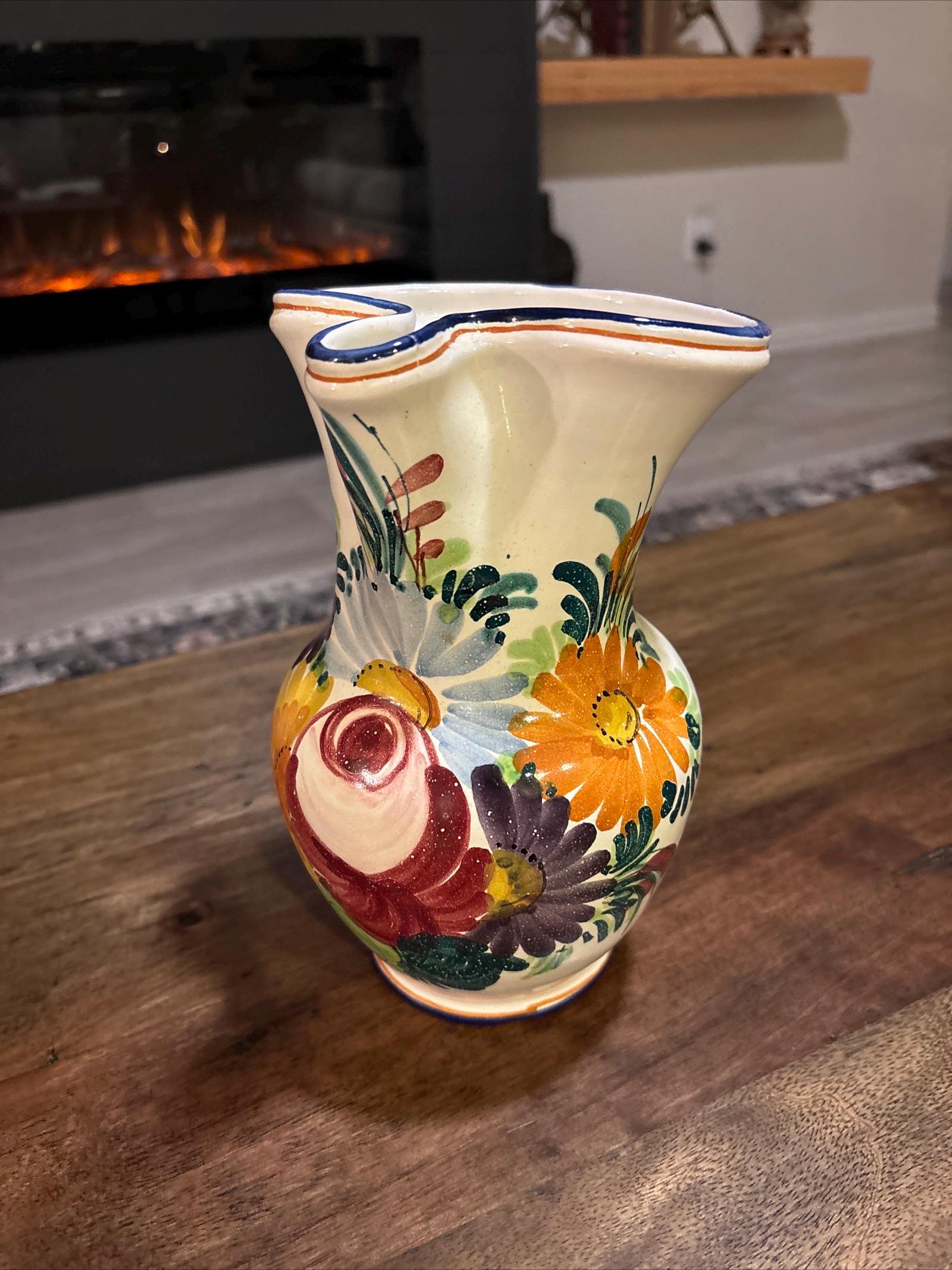 Rare C.A. Positano Italy Hand Painted Pitcher Floral 8” H - Etsy