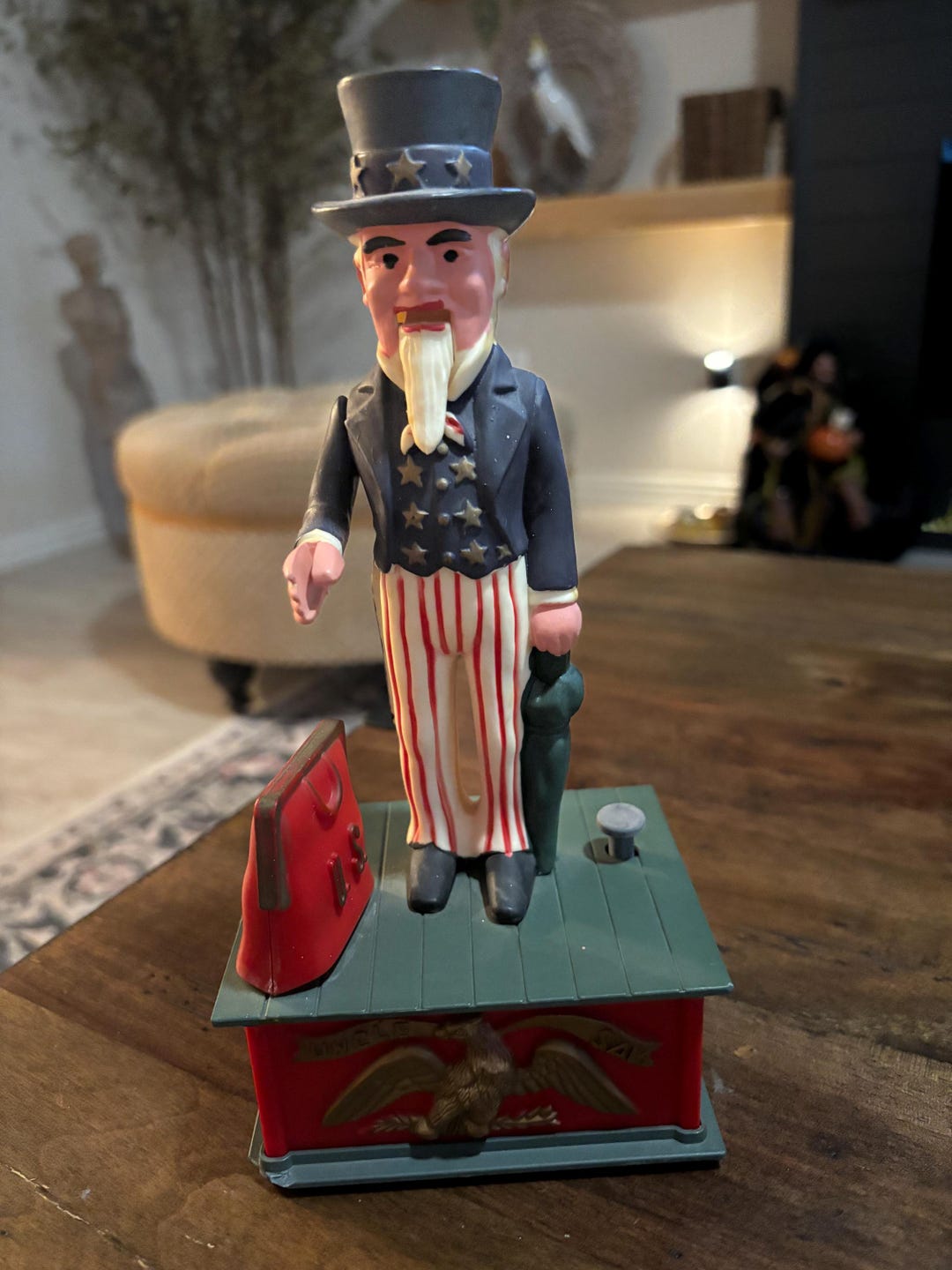 Vintage Uncle Sam Mechanical Bank Plastic Remake 1975 Emson Hong Kong 9 ...