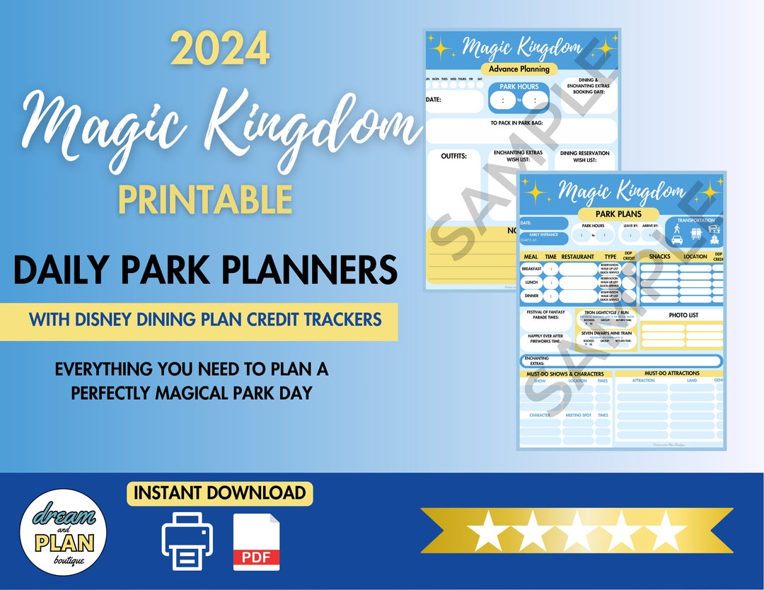 2024 WDW Daily MK Park Planner, Printable Theme Park Itinerary, Instant ...