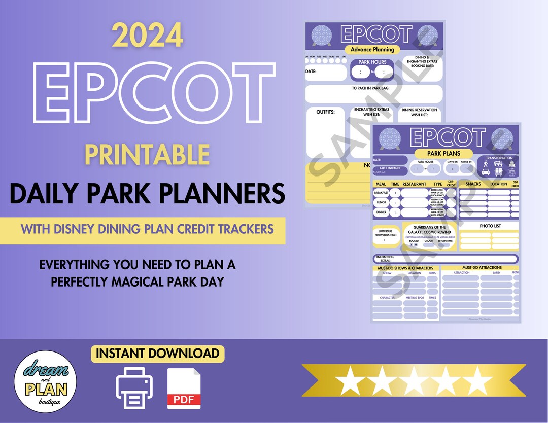 2024 WDW Daily EPCOT Park Planner, Printable Theme Park Itinerary ...