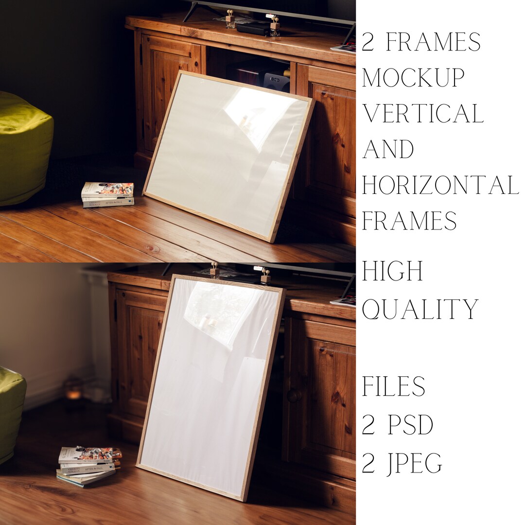 Two Oak Wood Frames - Frame Mockups in the Living Room, Frames for ...