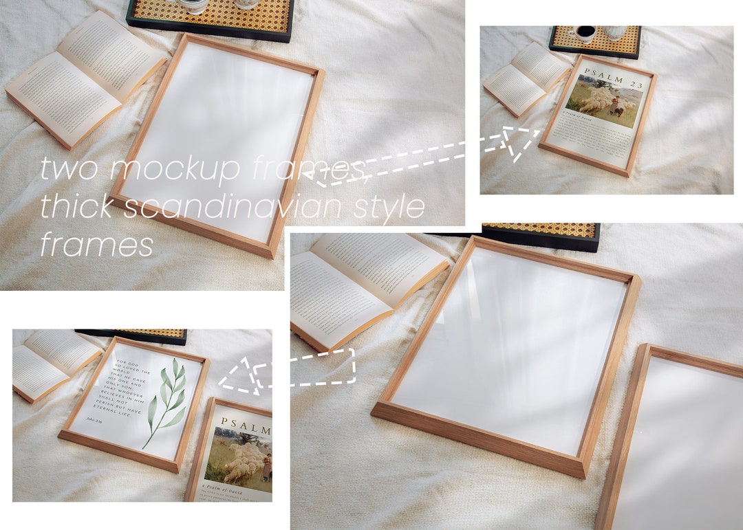 Two Realistic Wood Frame Mockups | Realistic Photo Frame PSD Mockups ...
