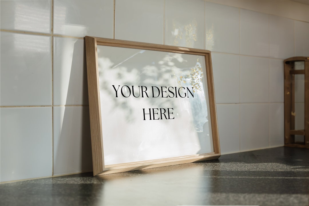 Landscape 4x5 Oak Wooden Frame Mockup for Photoshop | Horizontal PSD ...