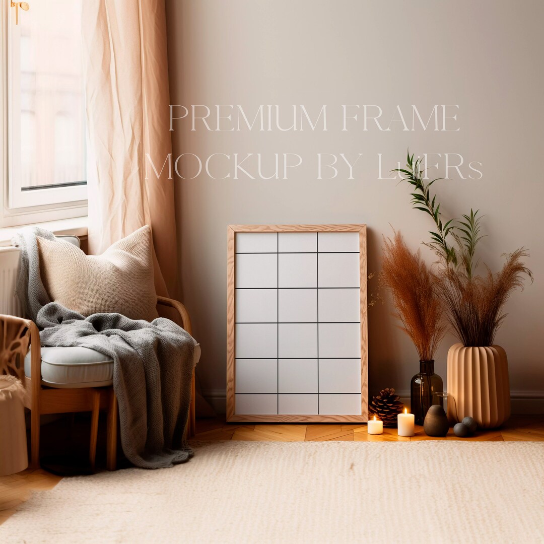 Wooden Thick Frame Mockup | Vertical Window Frame Mockup | Digital ...