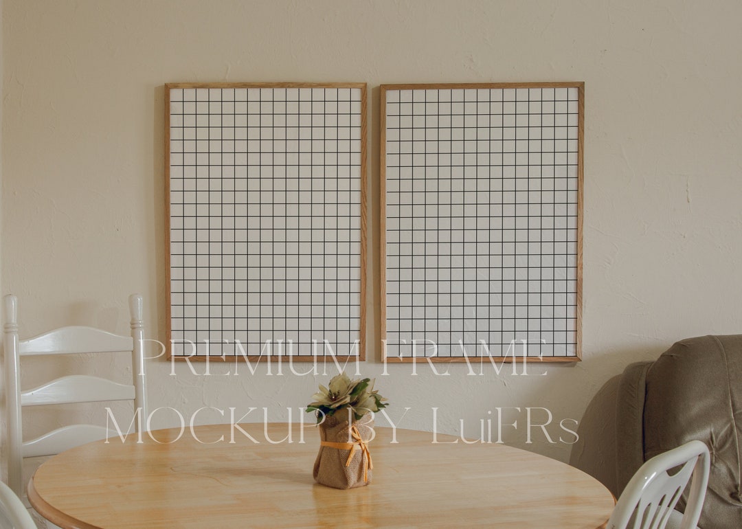 Warm Oak Frame Mockup | 50x70cm DIN Frames, Artwork Display (PSD ...