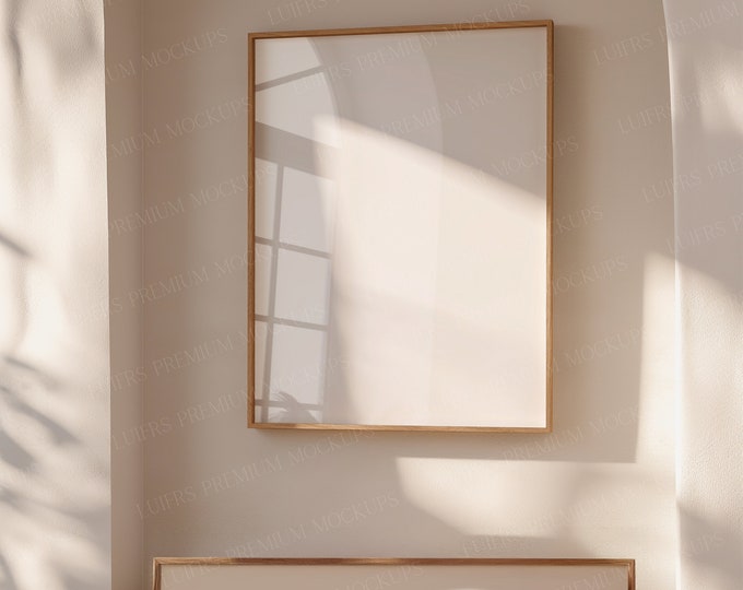 Wood Vertical Frame Mockup 50x70 , 5x7 | Frame on Wall Template for ...