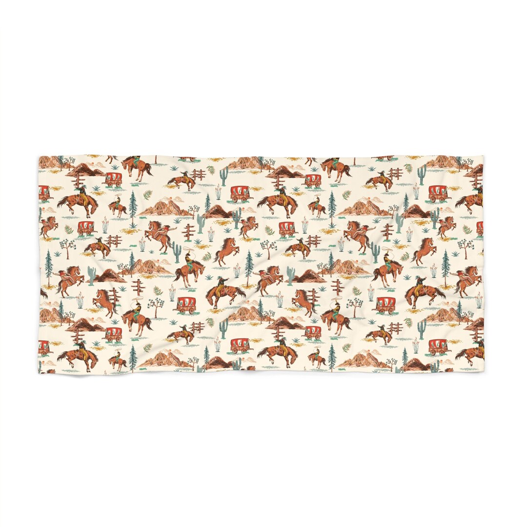 Western Rodeo Beach Towel: Wild West Cowboy Landscape - Etsy