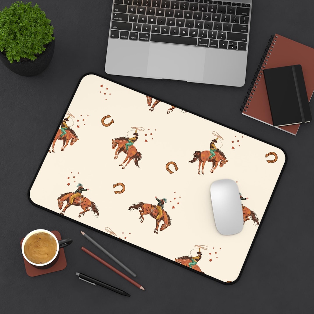Rodeo Desk Mat, Western Style Mouse Pad, Bronc Riding Office Decor ...