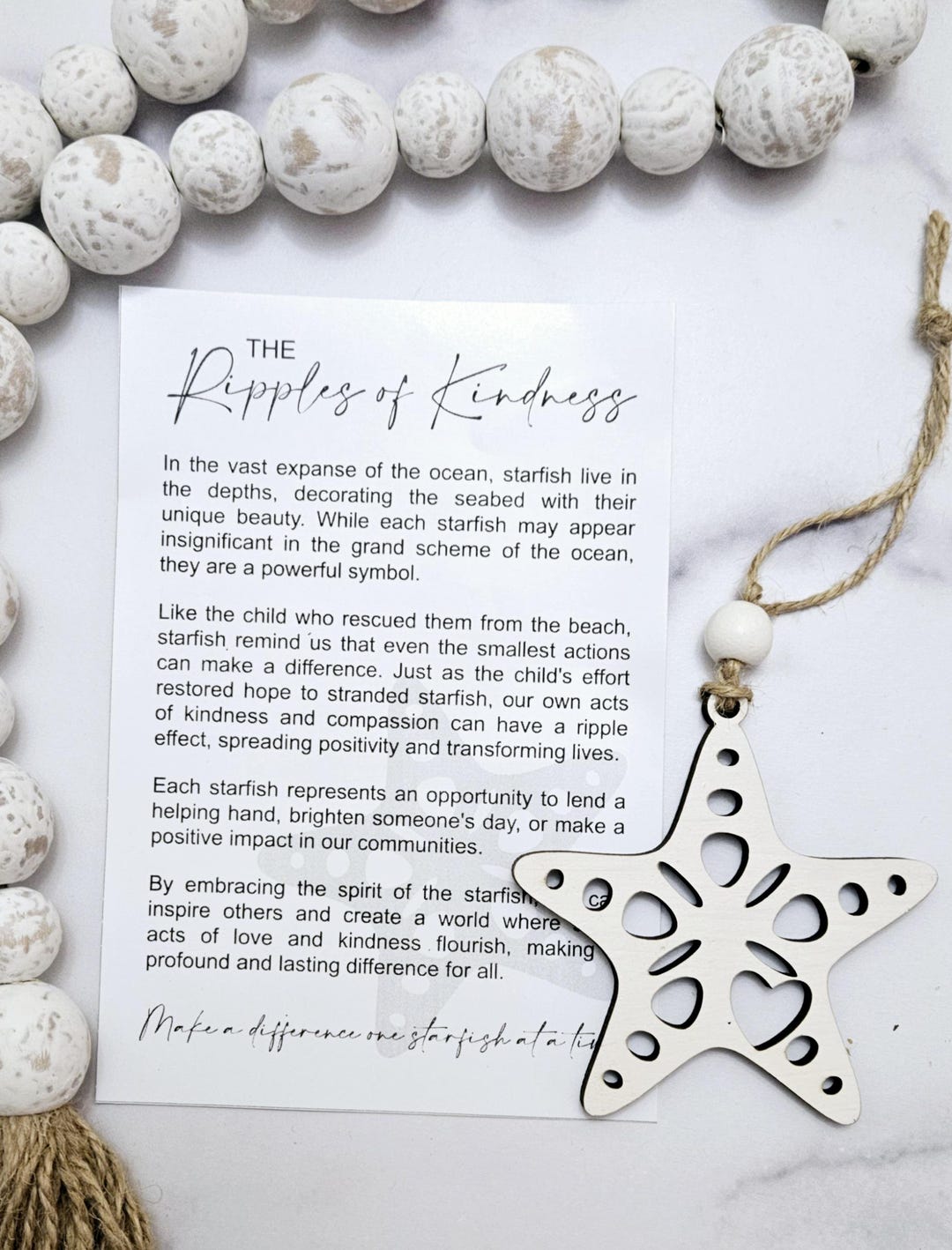 Ripples of Kindness Starfish Ornament – Handmade Wooden Keepsake With ...