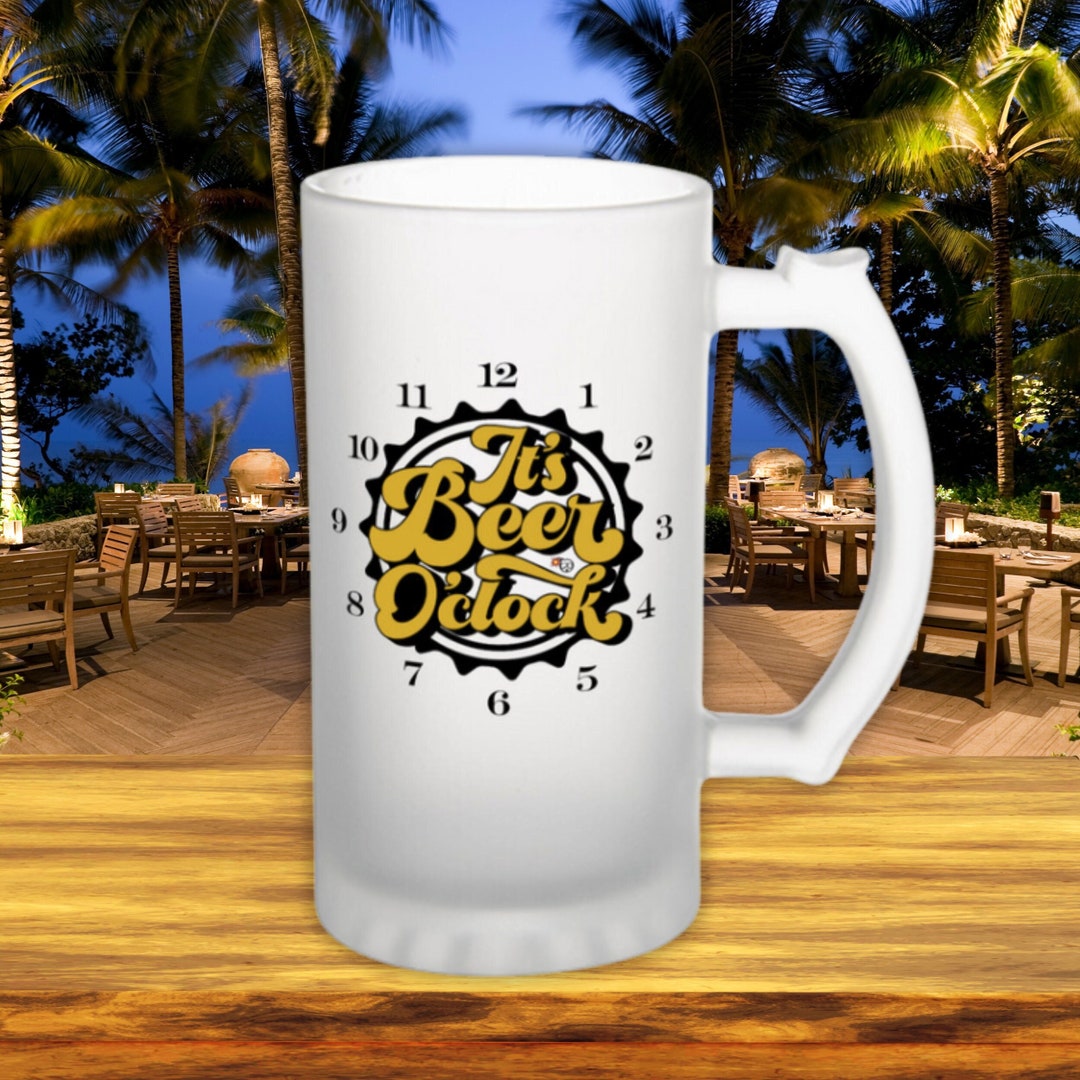 It's Beer Oclock, Frosted Beer Mug - Toasting Beer Glass Stein - Unique ...
