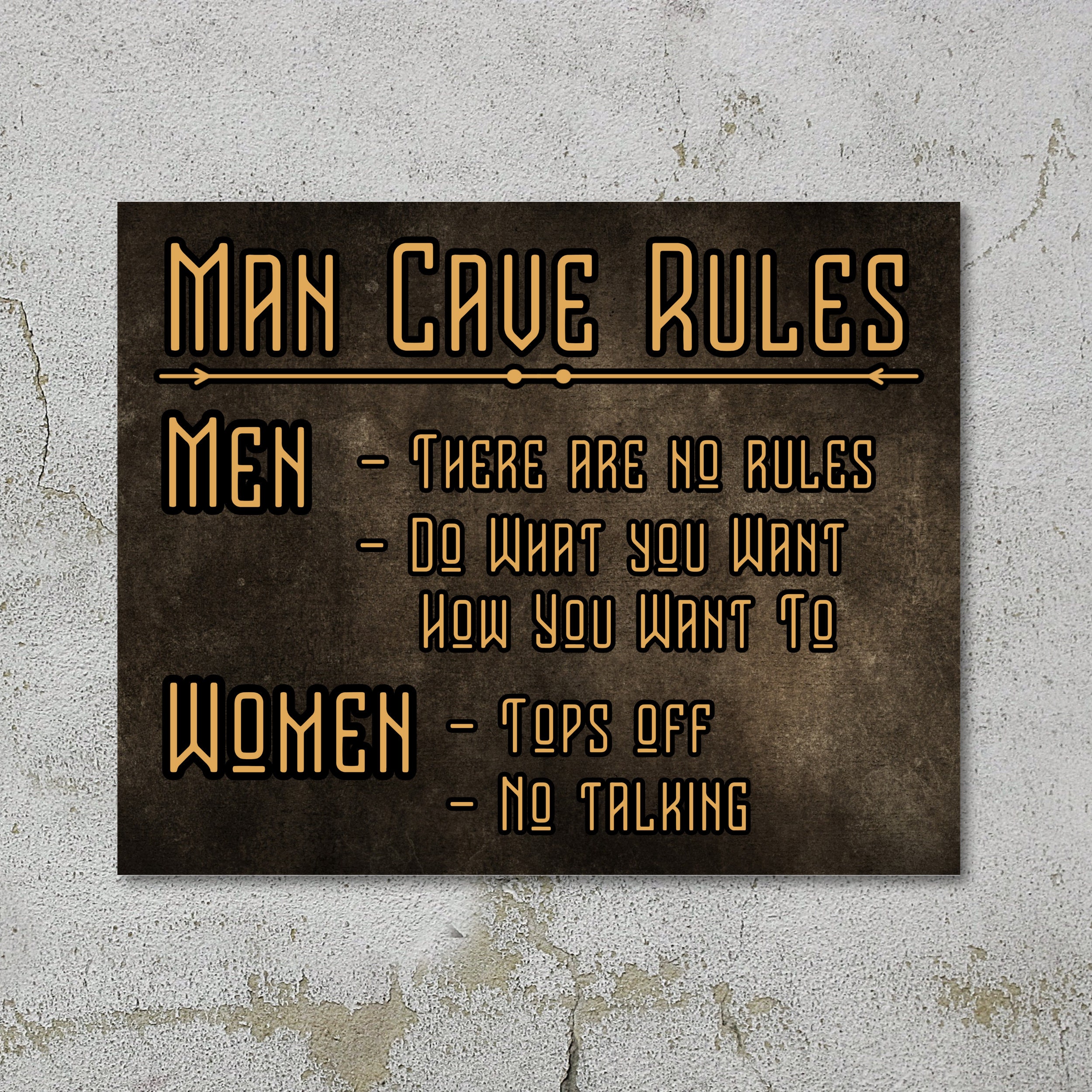 Man Cave Sign Rules, Funny Metal Sign - Best Gift for Him - Rustic Home ...