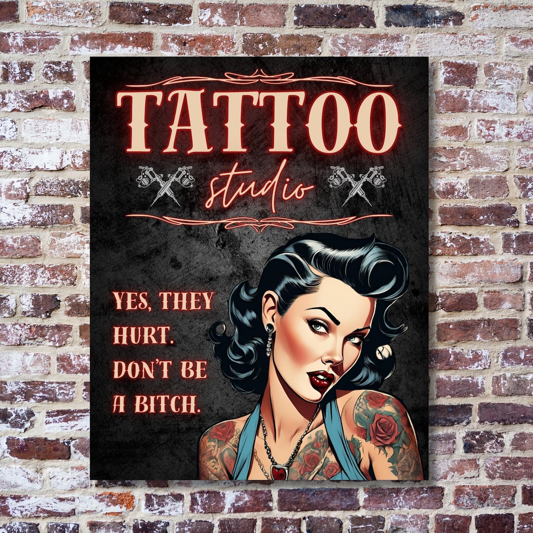Vintage Style Tattoo Parlor Metal Wall Art Sign - Edgy Tattoo Lover's ...