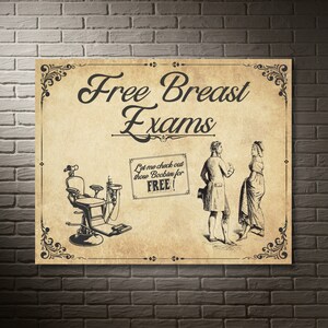 Free Breast Exams, Vintage Wall Art Sign - Funny Home Decor Gift ...