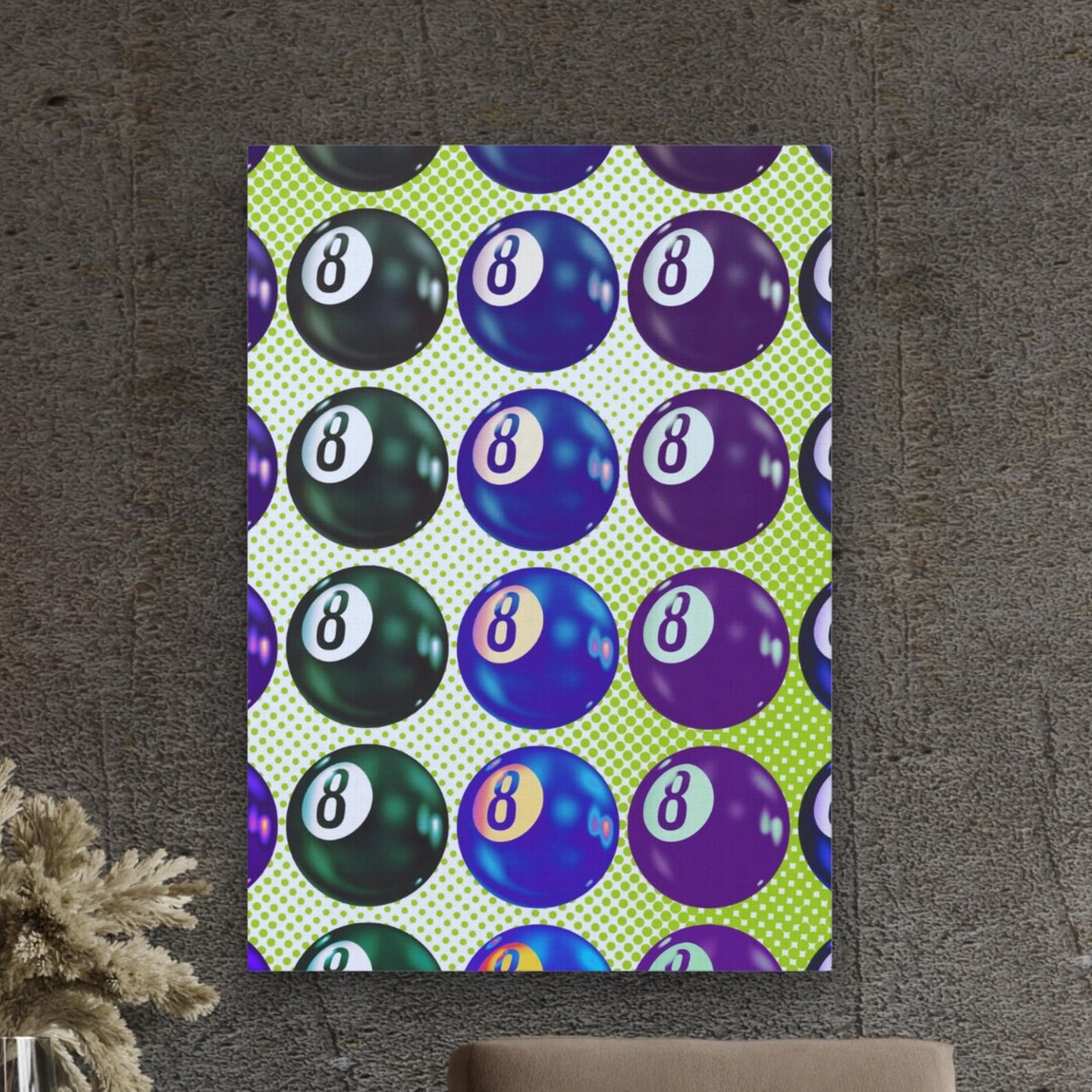 Colorful Lucky 8 Ball Pop Art Canvas Print - Unique Vintage Pool Ball ...
