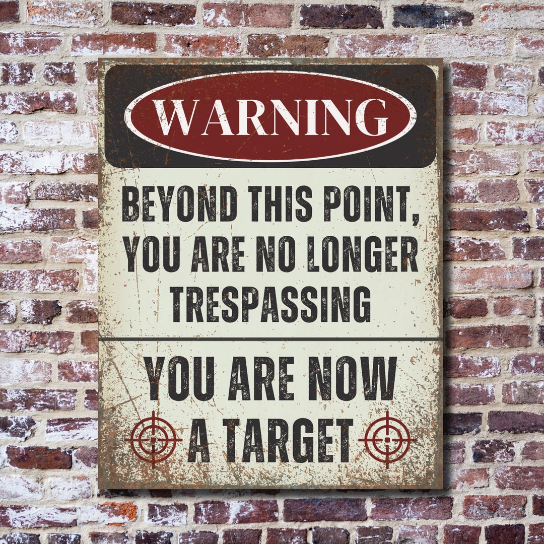 Vintage Style Warning Sign - Trespassers Will Be Targets ...