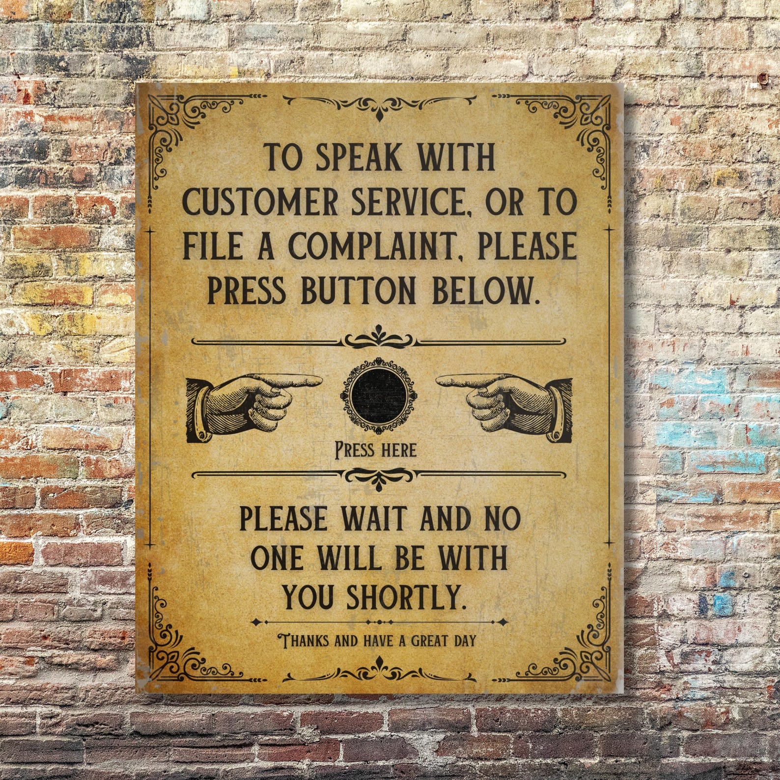 Vintage Style Funny Metal Wall Art Sign - Hilarious Customer Service ...