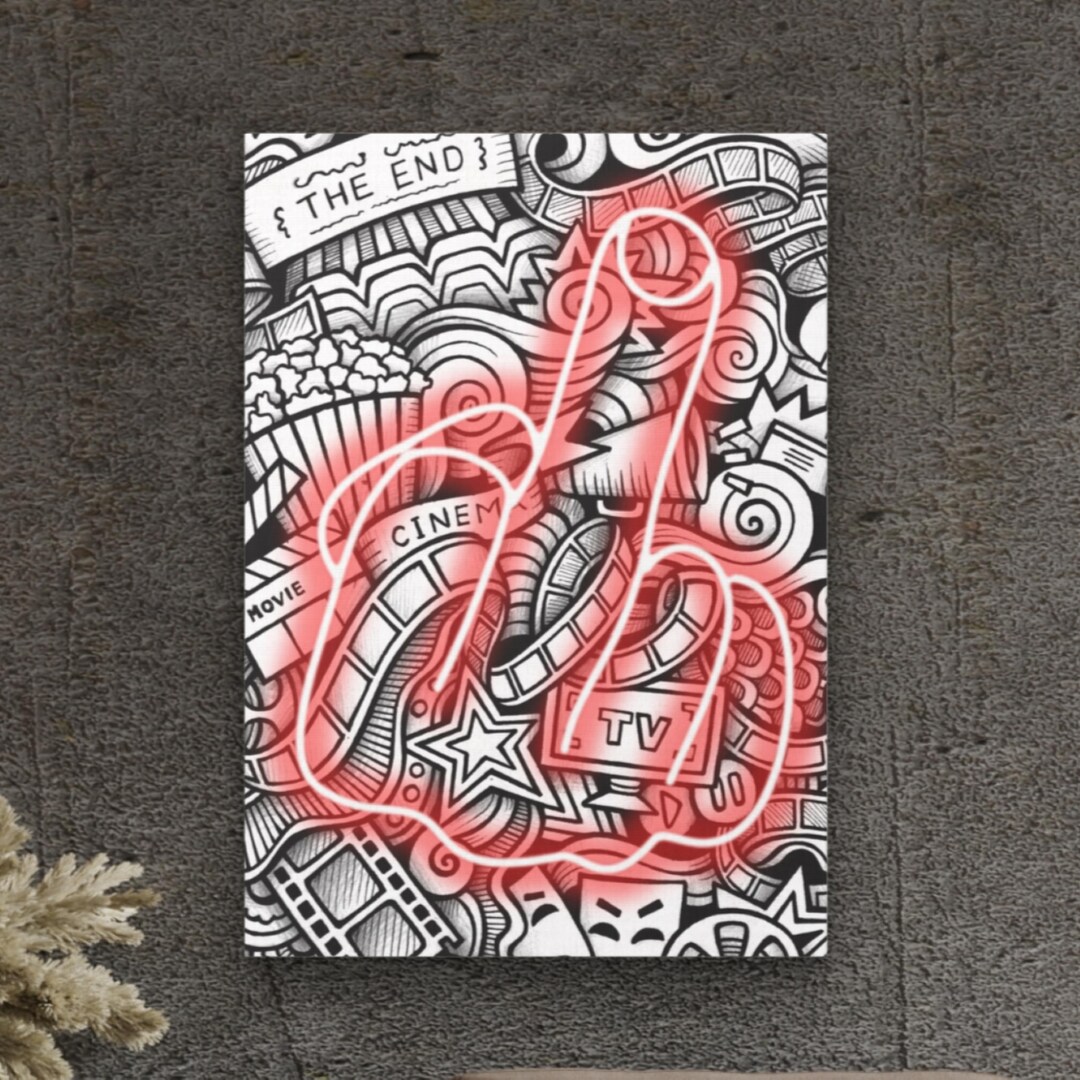Neon Middle Finger Graffiti Canvas Print - Unique Wall Art - Fuck ...