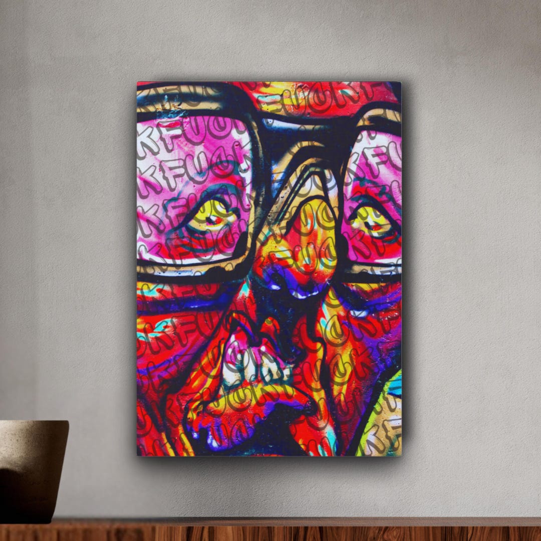 Rude Angry Man Street Art Canvas - Modern Graffiti Wall Decor - Urban ...