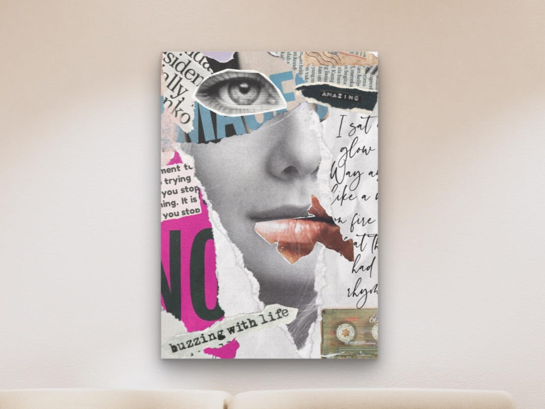 Magazine Cut Out Retro Clipart Canvas Wall Art Unique Colorful ...