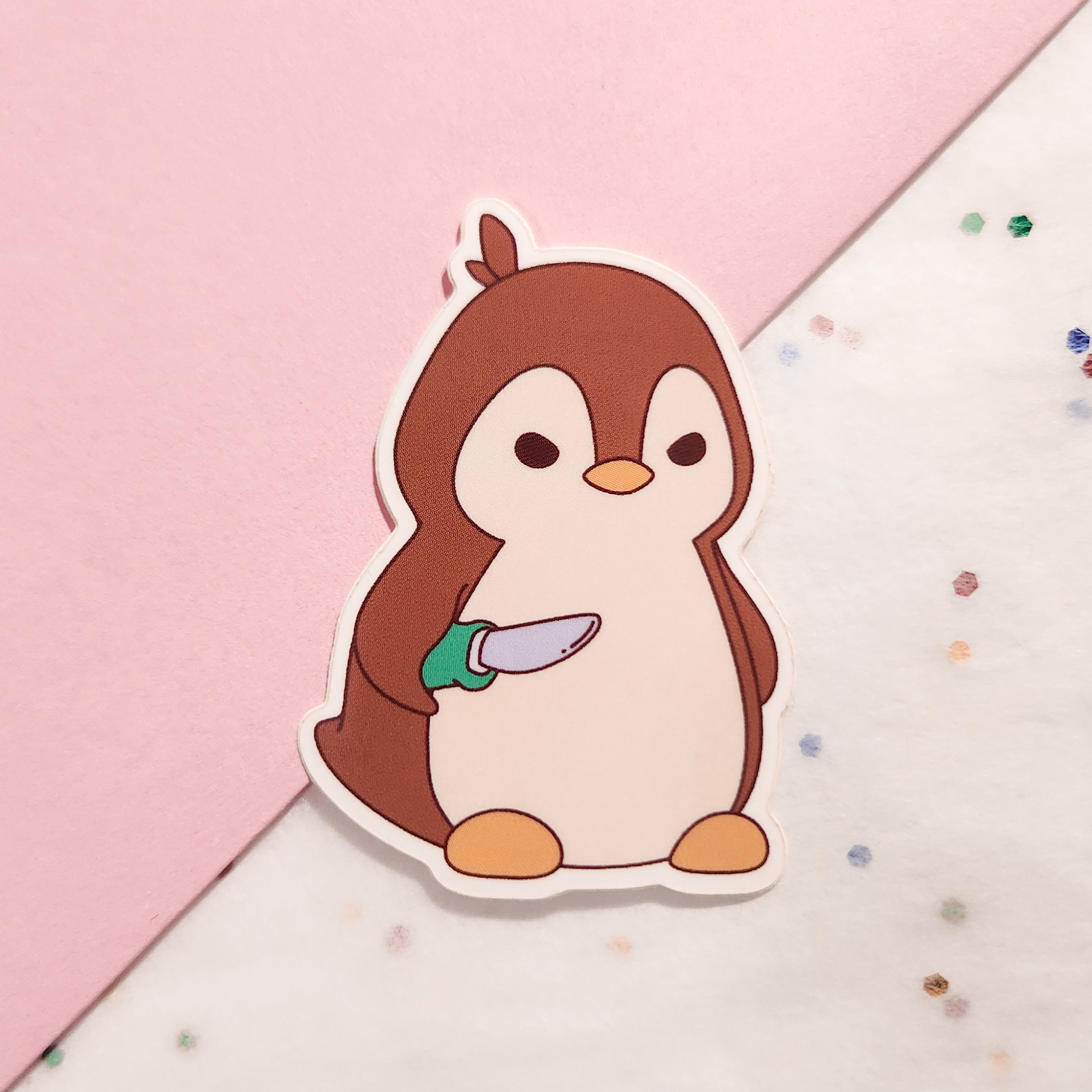 Cute Angry Stabby Penguin Vinyl Sticker Kawaii Sticker, Waterproof ...