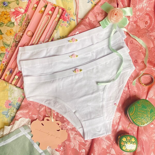 White Cotton Panties Etsy