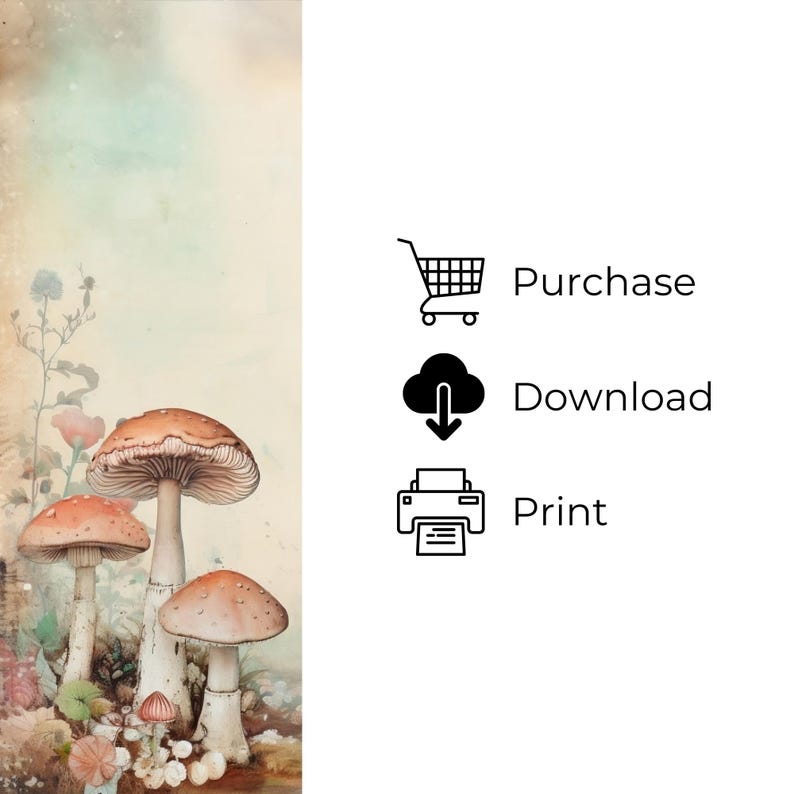 Vintage Mushroom ATC Background Cards, Printable Collage Sheet ...