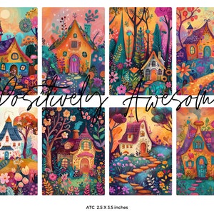 24 Quirky Cottages ATC Cards, Collage Sheet, Cottagecore, Digital ...