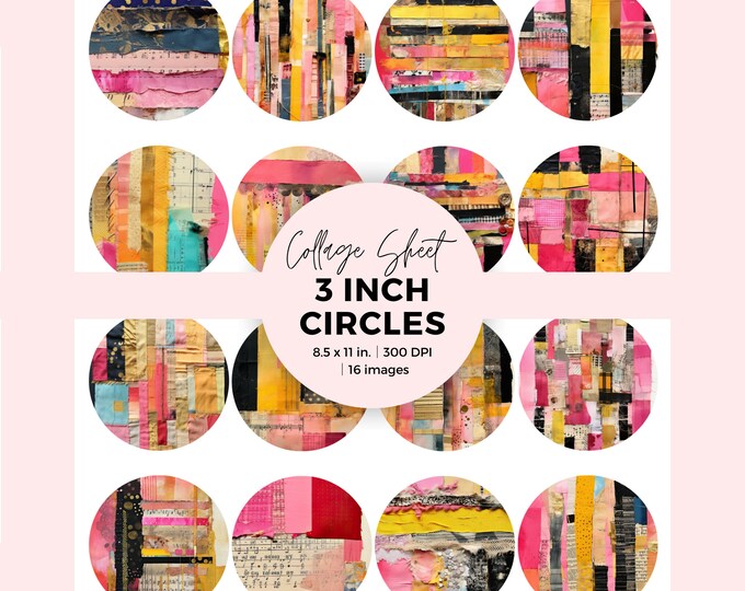 Printable Circle Stickers Collage Sheet No. 12 for Junk Journaling ...