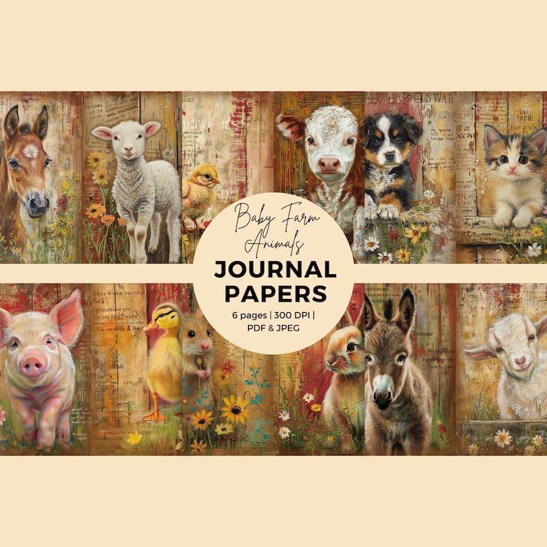 Rustic Baby Farm Animals Junk Journal Pages: Farm Ephemera (digital ...