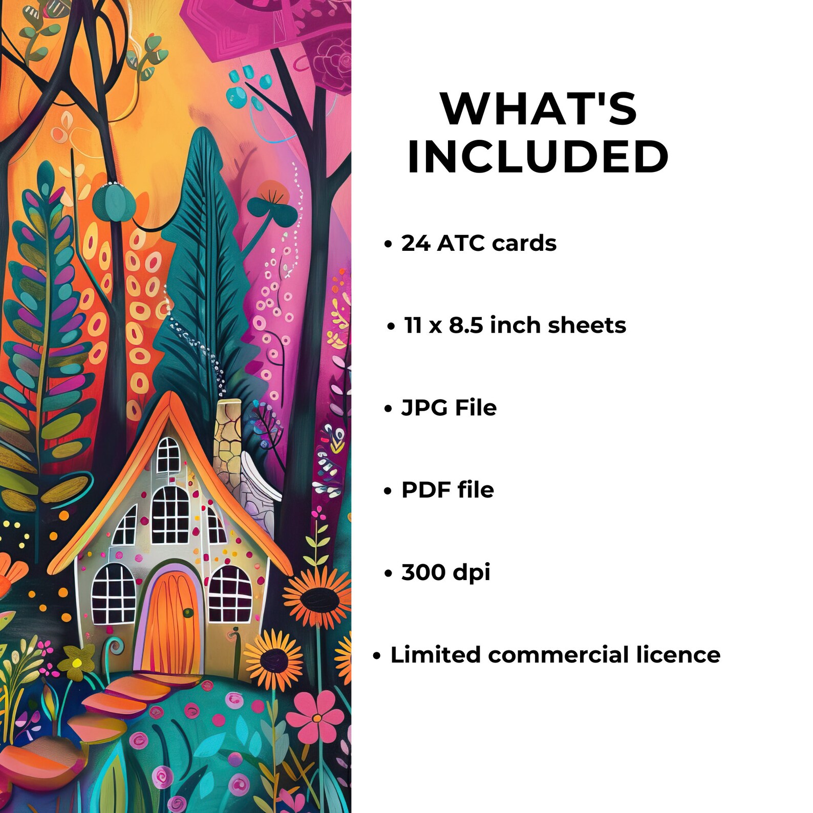 24 Quirky Cottages ATC Cards, Collage Sheet, Cottagecore, Digital ...