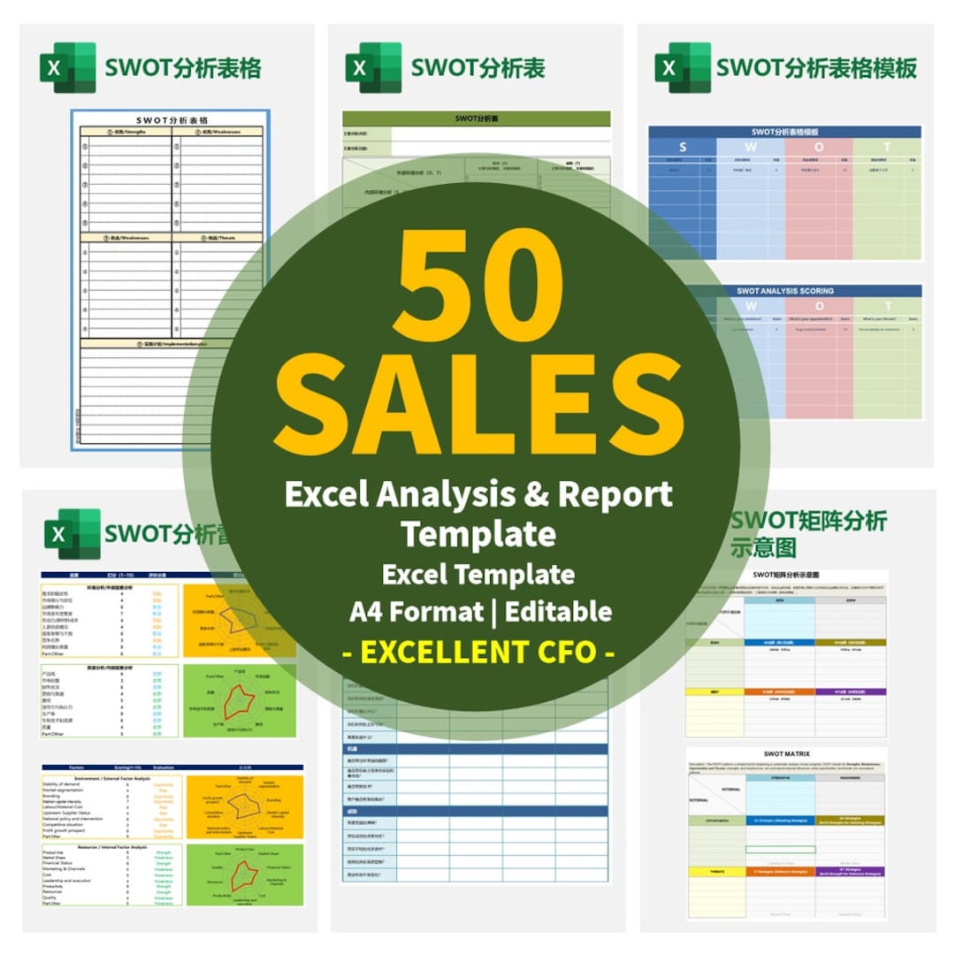 50 Excel Templates Sales Report & Analysis Templates A4 - Etsy