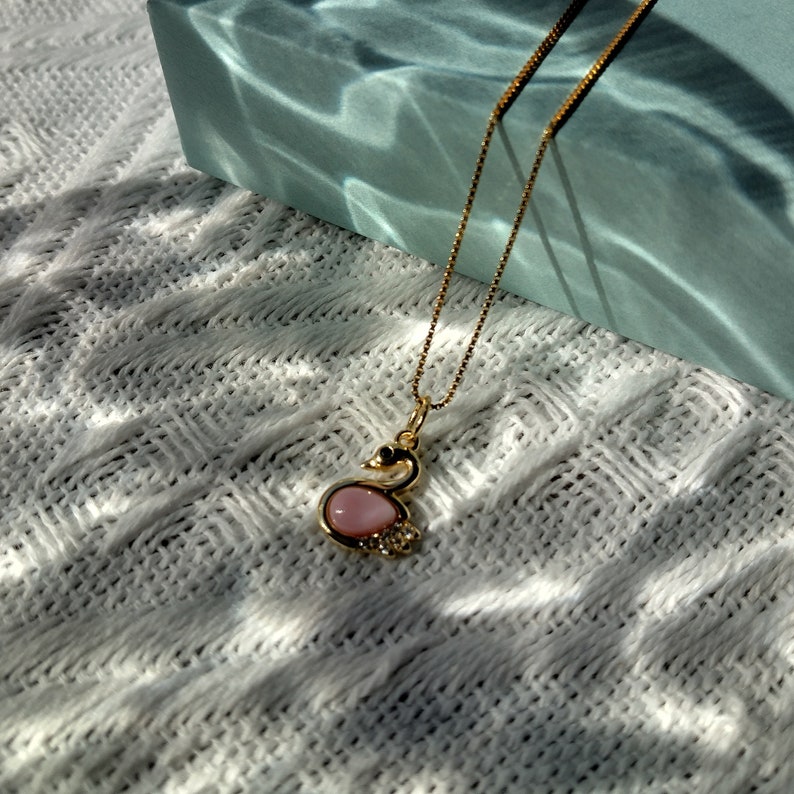 Queen Conch Swan Pendant Necklace, Gold Sterling Silver Necklace, Hand ...