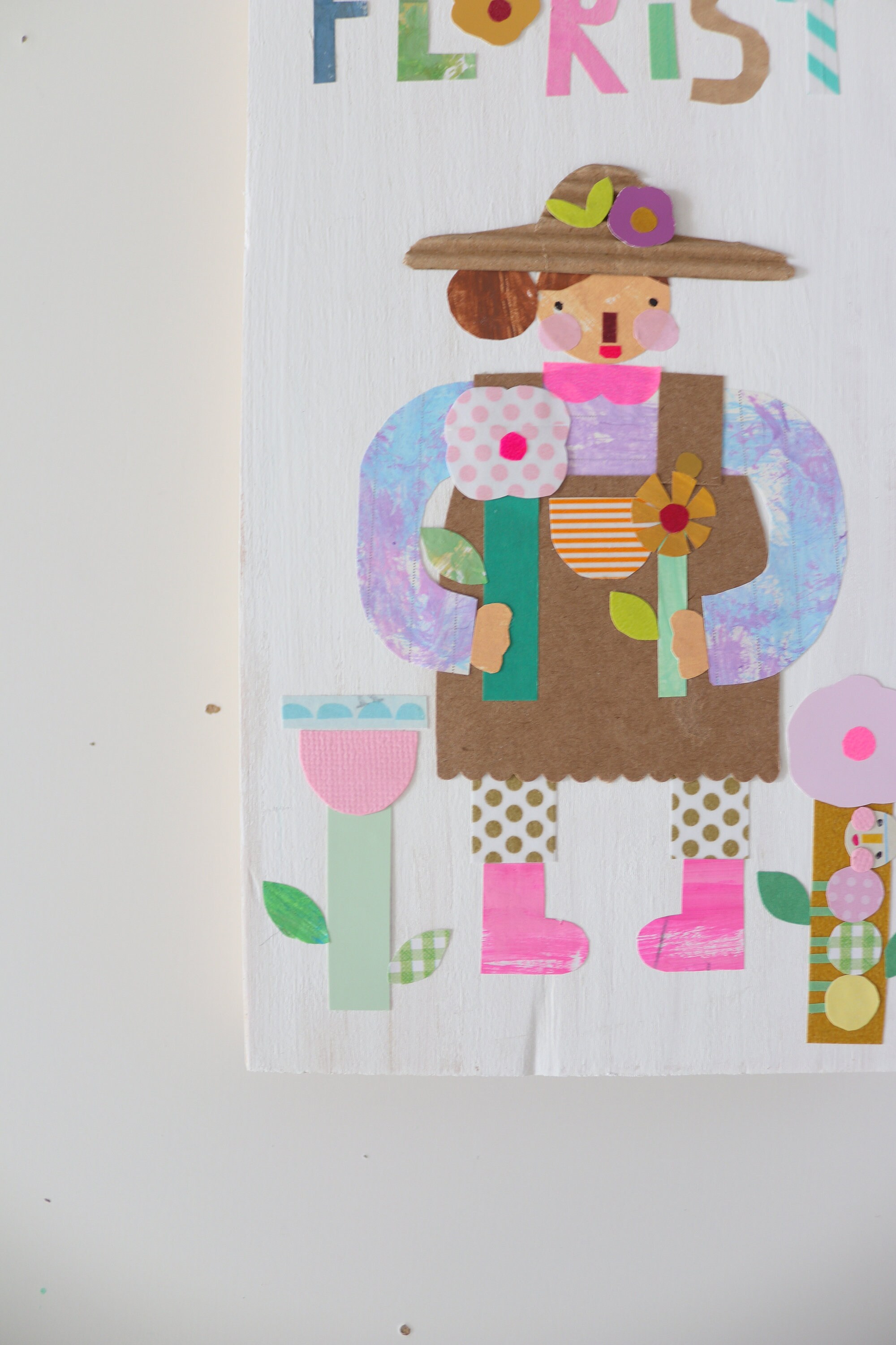 Florist Girl - Original Collage on Reclaimed Wood - Etsy