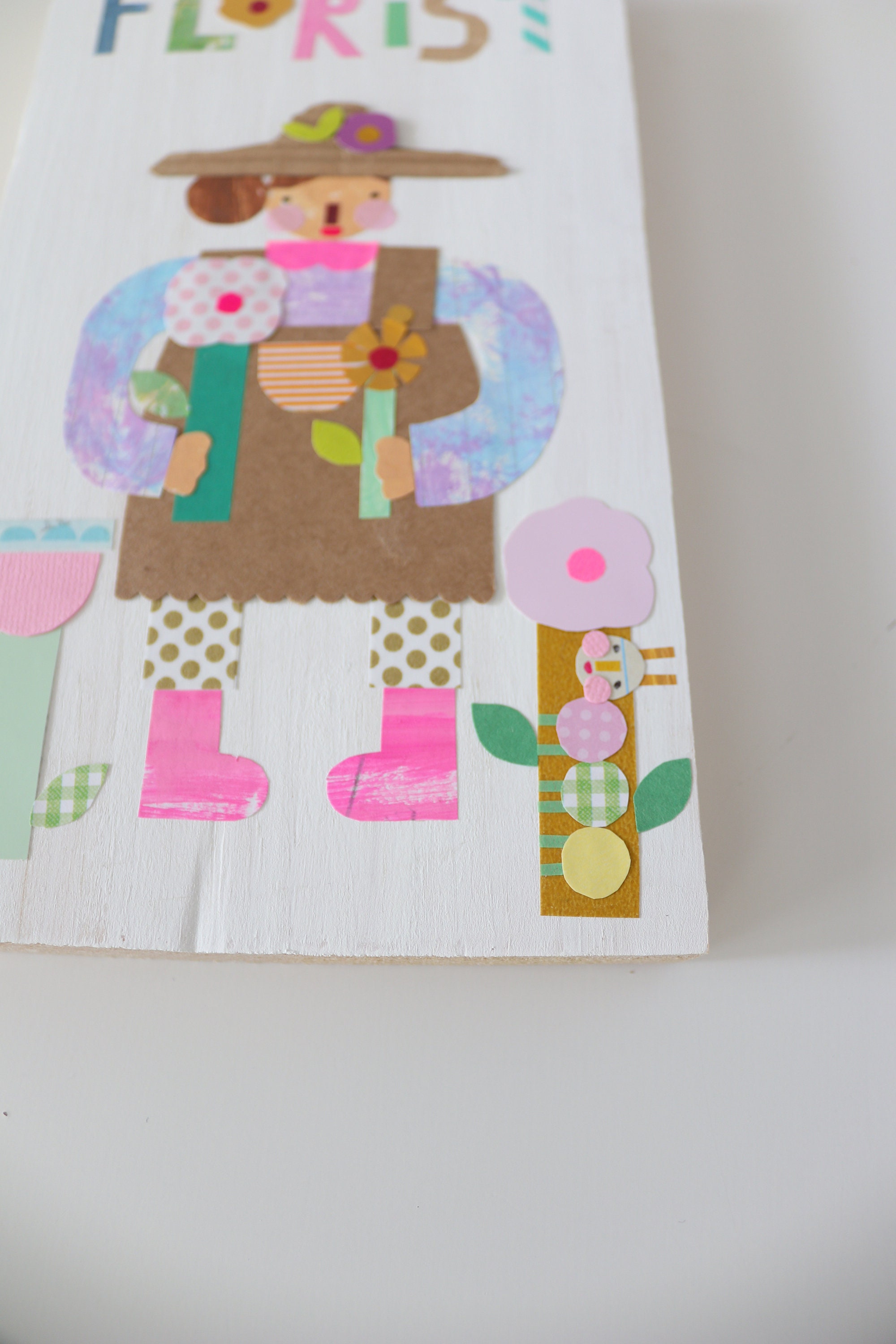 Florist Girl - Original Collage on Reclaimed Wood - Etsy