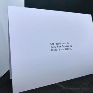 The Word Nun is Just the Letter N Doing a Cartwheel Typewritten Card ...