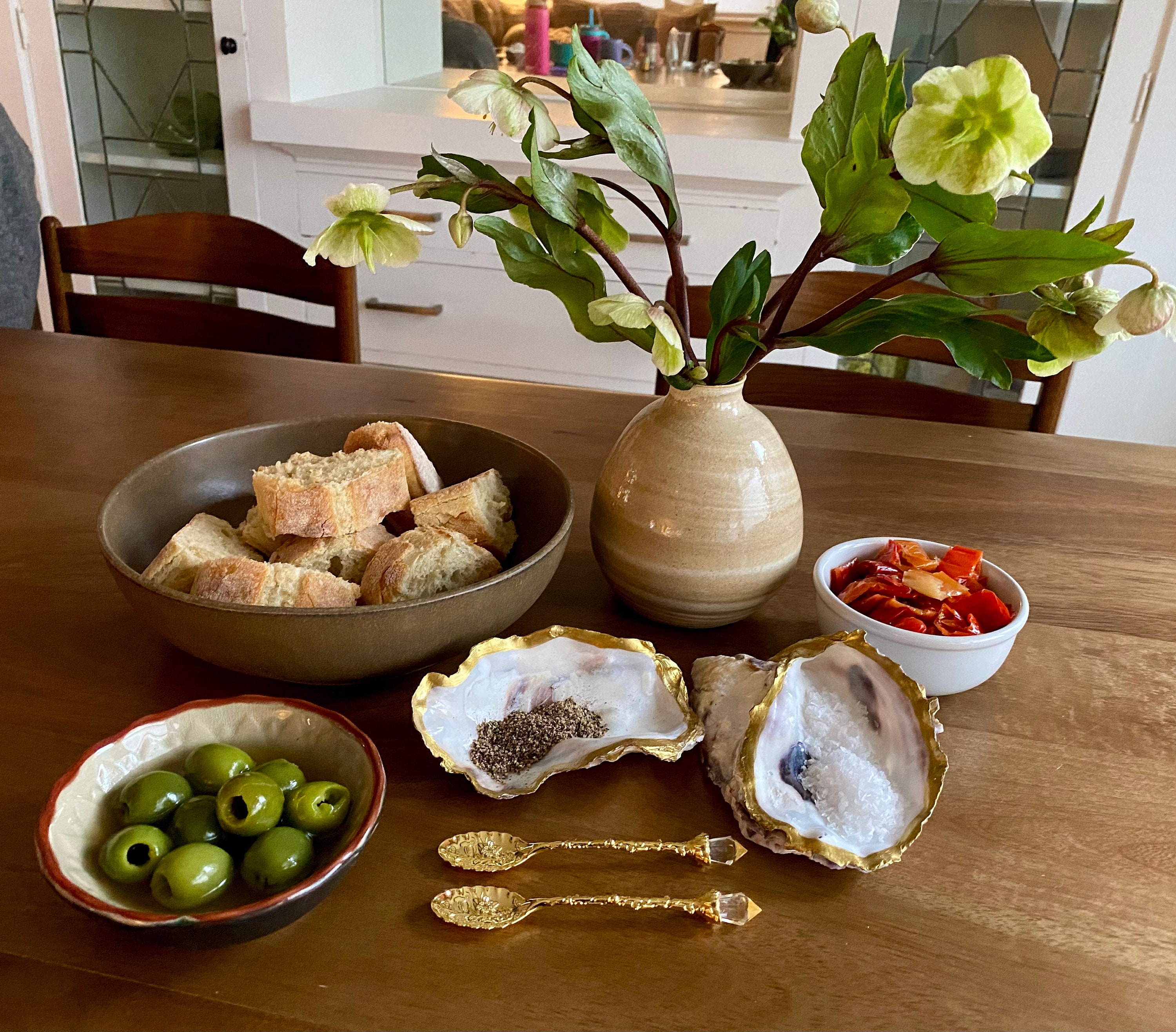 Gold Oyster Shell Salt and Pepper Cellar Set: Unique Kitchen Decor - Etsy