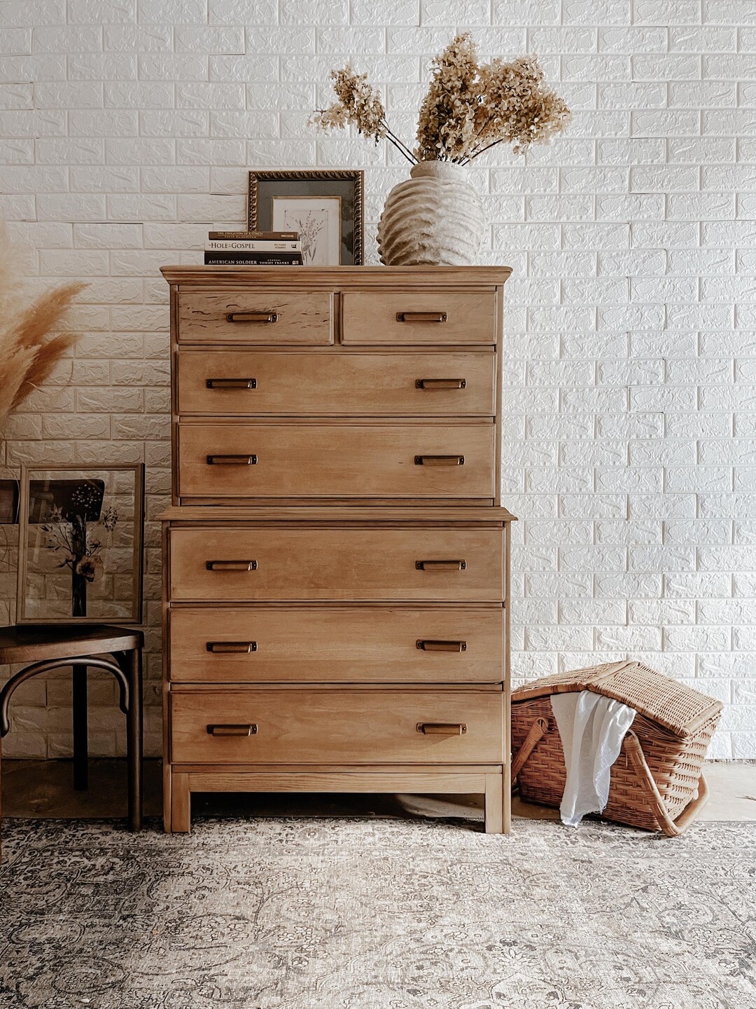 Solid Maple Tallboy Dresser Chest in Natural Light Wood Stain SHIPPING ...