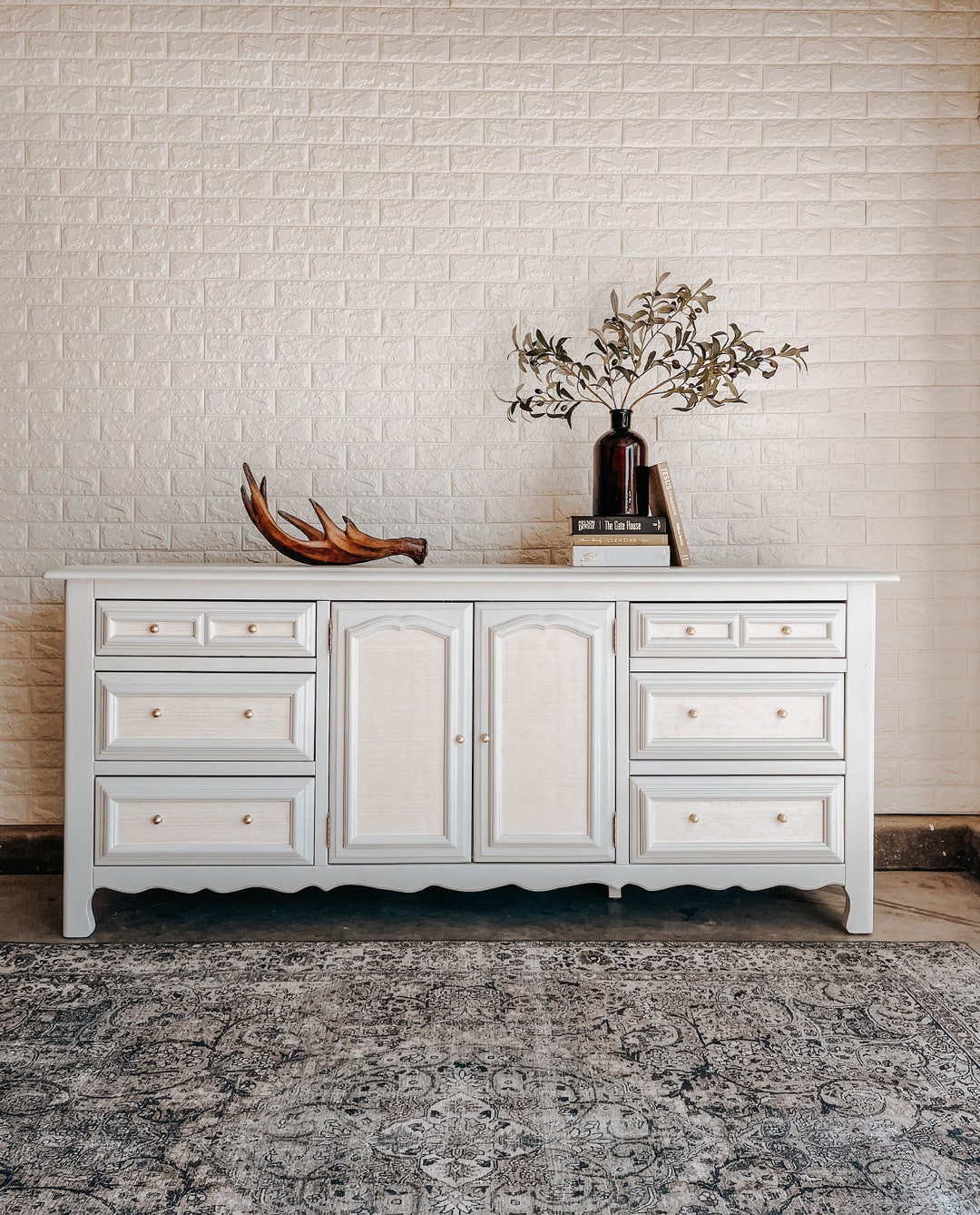 Solid Wood Dresser Coastal Boho Buffet Table Rattan - Etsy