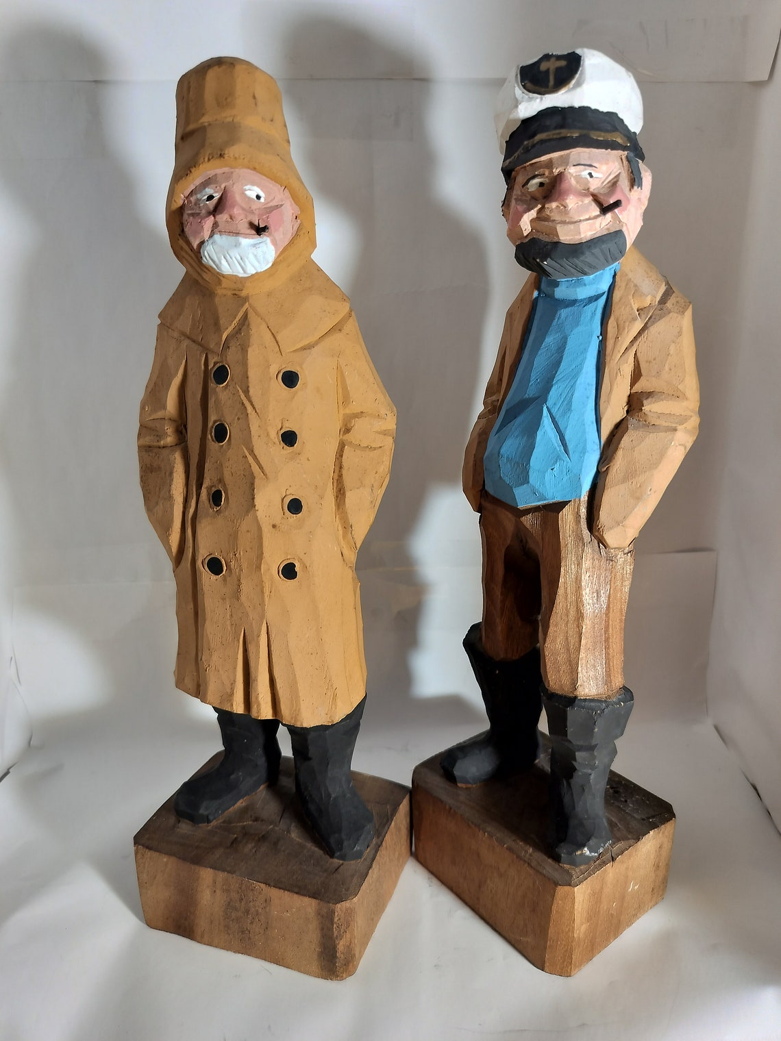 Pair of Sailors 12" Hand Carved Sculpture, Wood Figurines. - Etsy