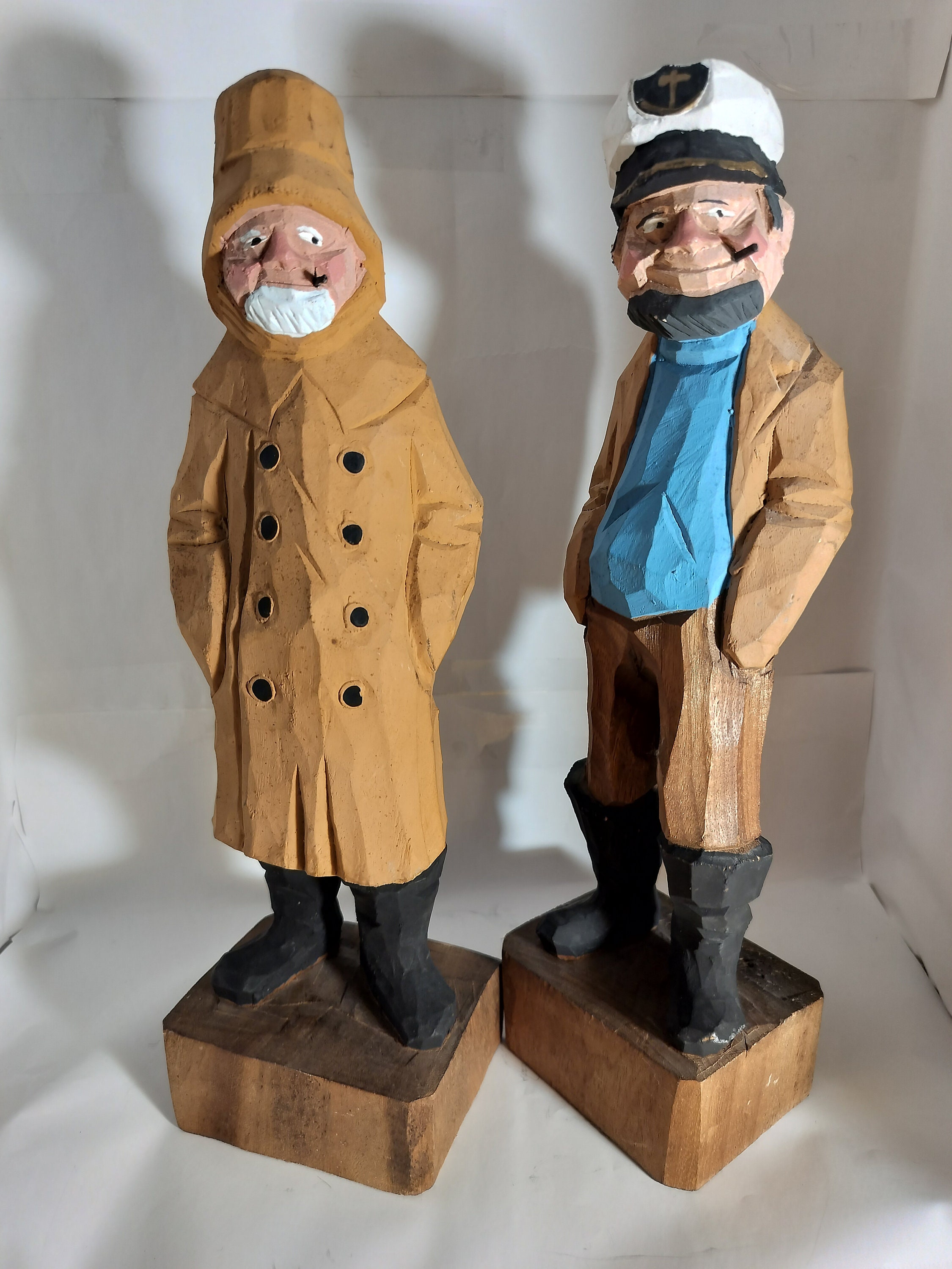 Pair of Sailors 12" Hand Carved Sculpture, Wood Figurines. - Etsy