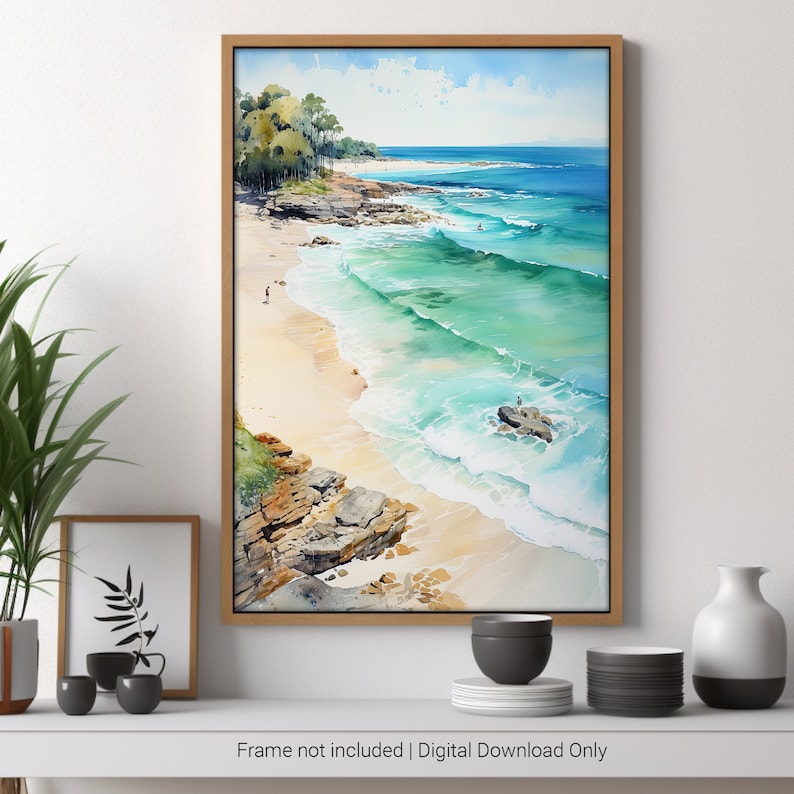Australian Beach Watercolour #3 | Digital Art Download | Wall Art ...