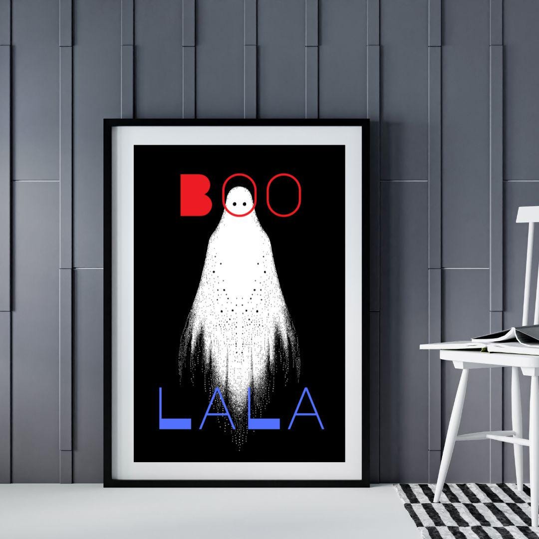 Satin Posters, Ghost Decor, Spooky Wall Art, Boo Lala Funny Pun ...