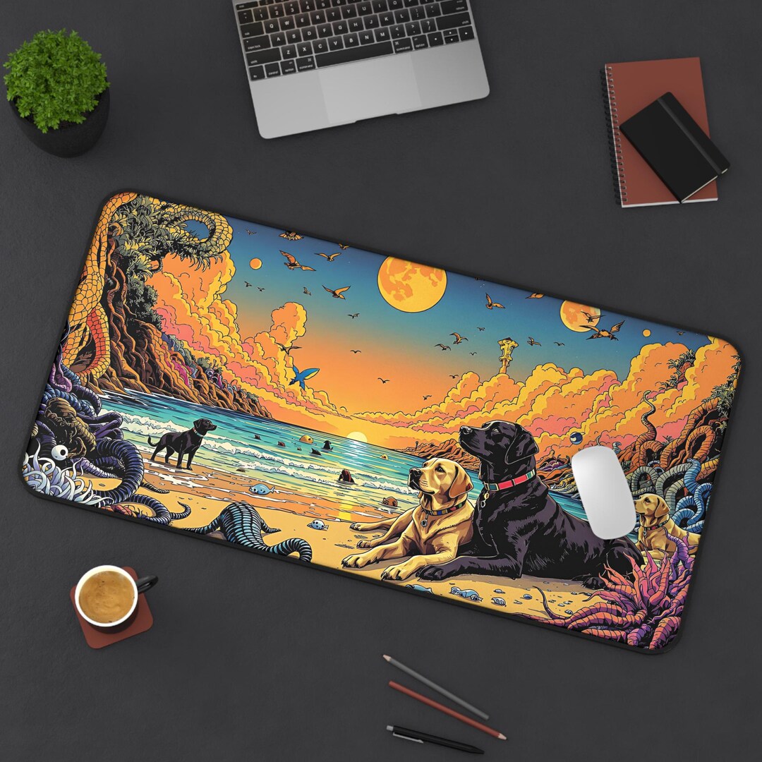 Labrador Retriever Utopia Desk Mat, Labrador Beach Fun Office Decor ...