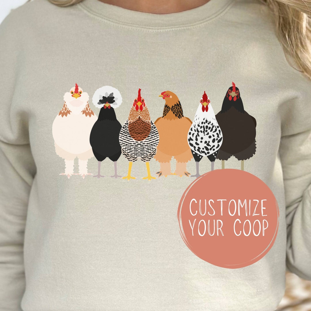 Custom Chicken Sweatshirt, Personalized Chickens Farm Crewneck, Cute ...