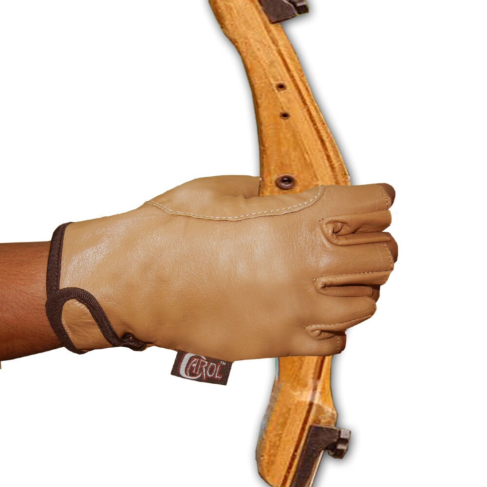 Archery Recurve, Compound, Longbow Half Finger Cow Leather Bow Grip ...