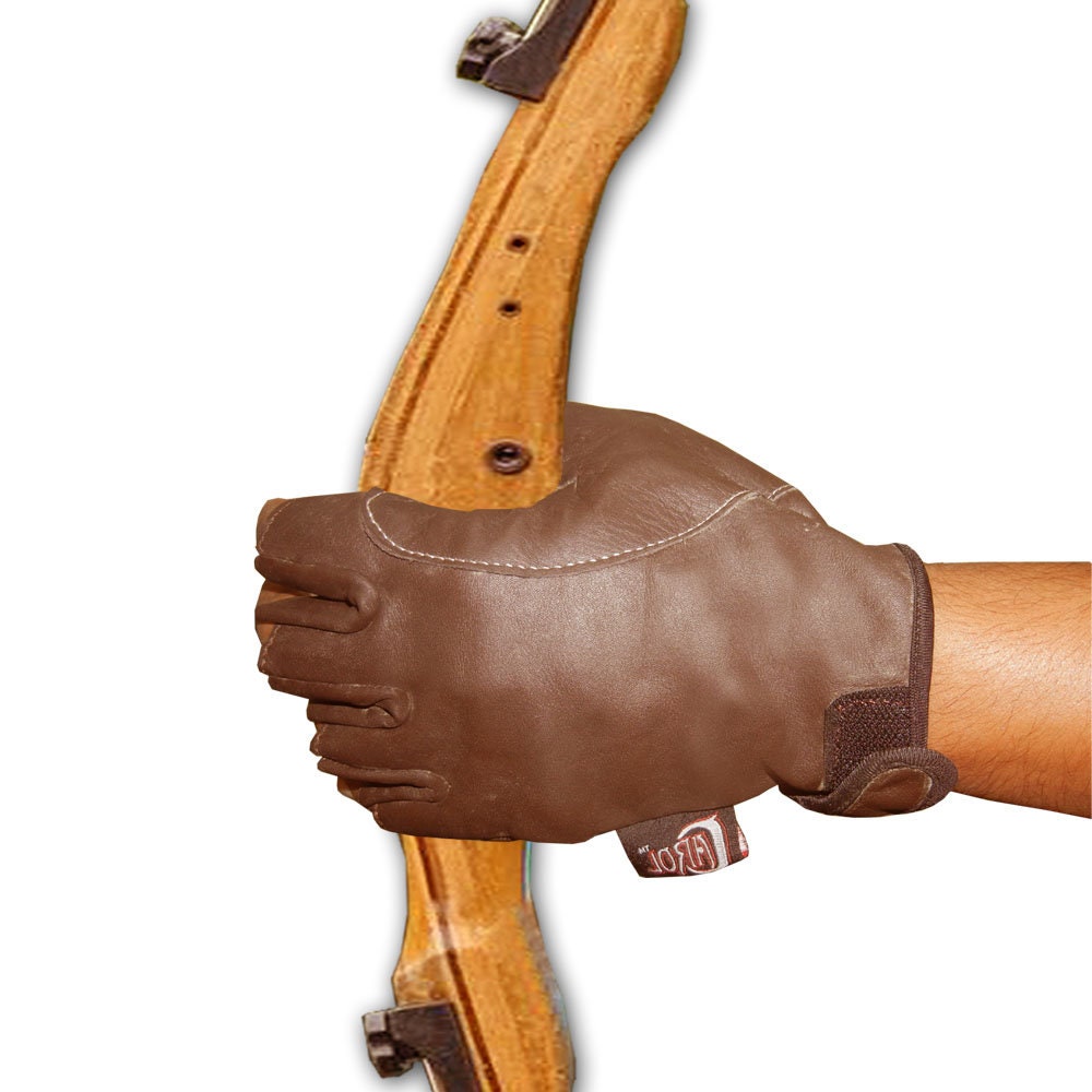 Archery Recurve, Compound, Longbow Half Finger Cow Leather Bow Grip ...