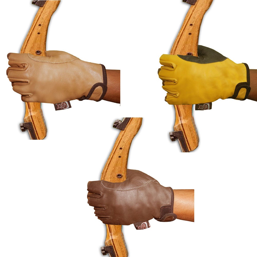 Archery Recurve, Compound, Longbow Half Finger Cow Leather Bow Grip ...