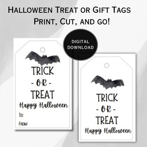 Halloween Treat Tags, Gift Tags for Halloween, Trick or Treat, Print ...