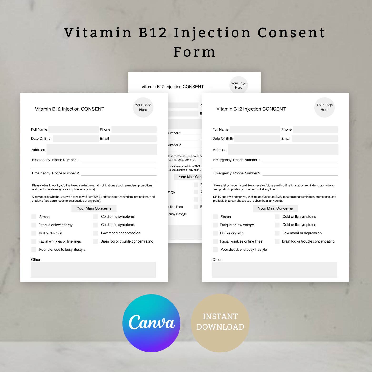 Editable Vitamin B12 Injection Consent Form, for Professionals ...