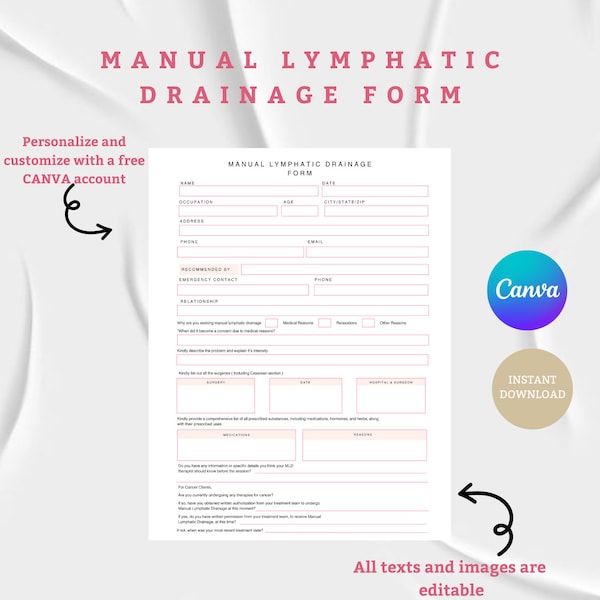 Manual Lymphatic Drainage Form - Etsy